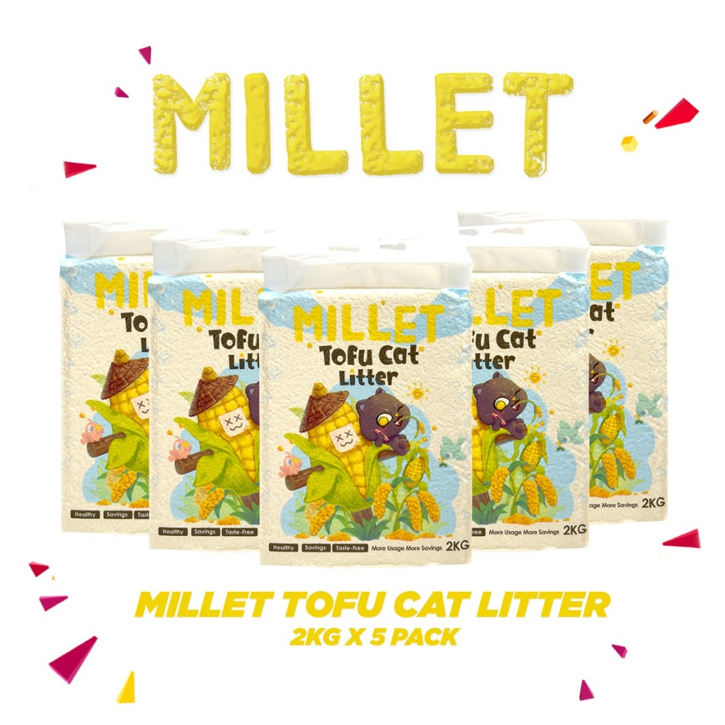 MeowCinta Soar Millet Tofu Cat Litter 6L/2KG Millet Tofu Pasir Kucing 5 ...