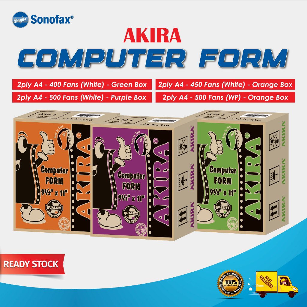 AKIRA Computer Form 2 Ply A4 - NCR BCF Black Image (9.5" x 11 ...