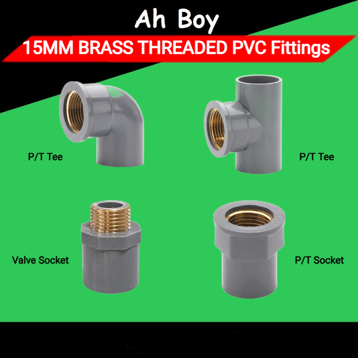 1/2" 15MM BRASS THREADED PVC Fittings ( P/T Socket )( P/T Elbow )( P/T ...
