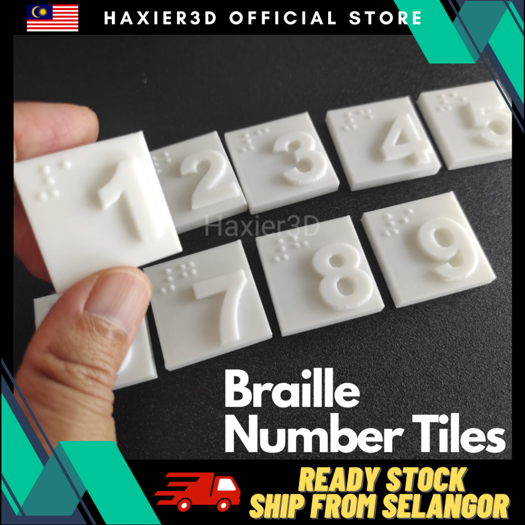 Braille Number Tiles (1-9) for Learning Individual Number Suitable for ...