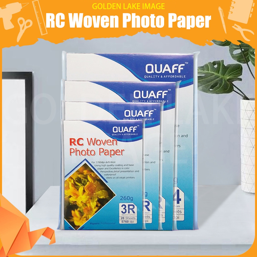 QUAFF RC Woven Photo Paper No Back Print 260GSM A4 / 5R / 4R / 3R Size ...