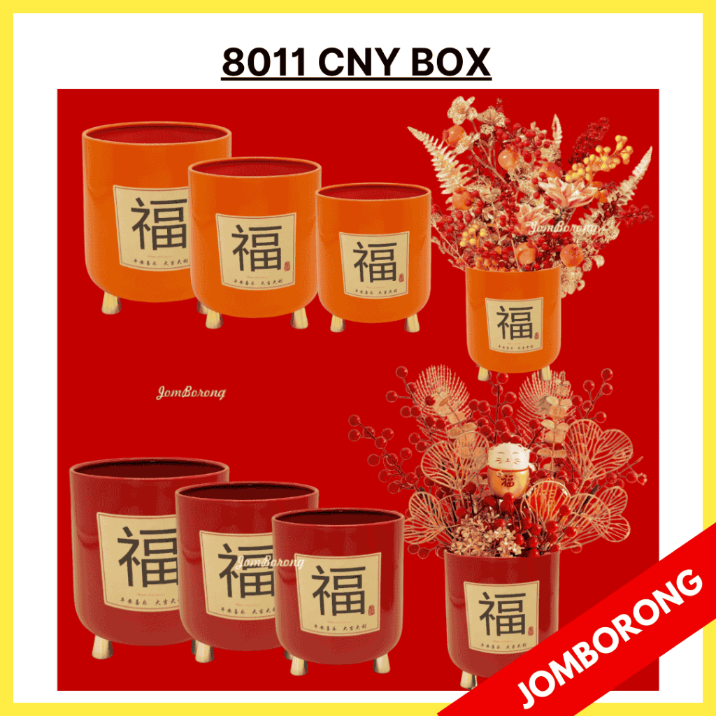 8011 CNY BOX Flower Box Surprise Delivery Box Round Florist Box Kotak ...