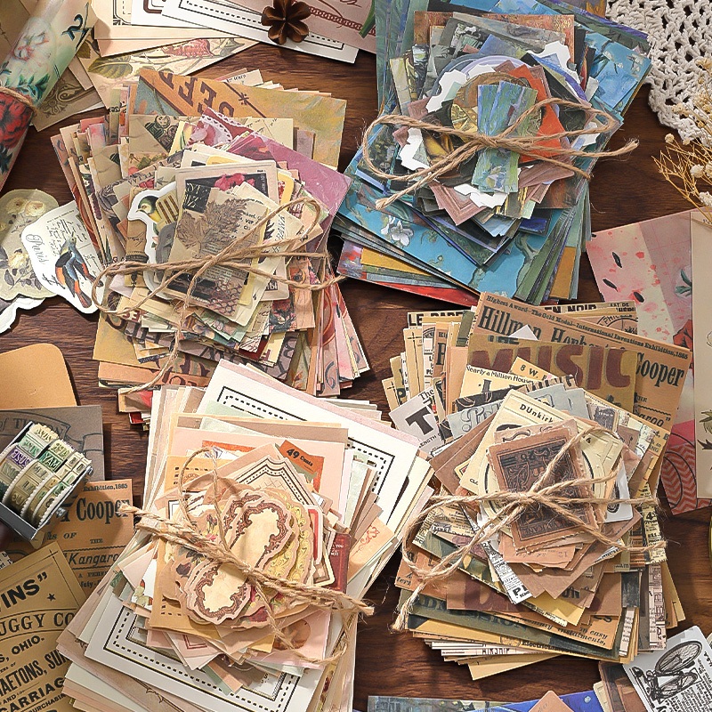 100pcs Retro DIY Material Papers Vintage Background Material Paper For ...