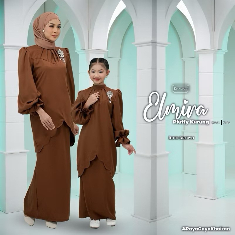 [RAYA2025] KHAIZAN ELMIRA Pluffy Scallop Kurung 1.0 Italian Como Crepe Kain Kipas Belakang Set ...