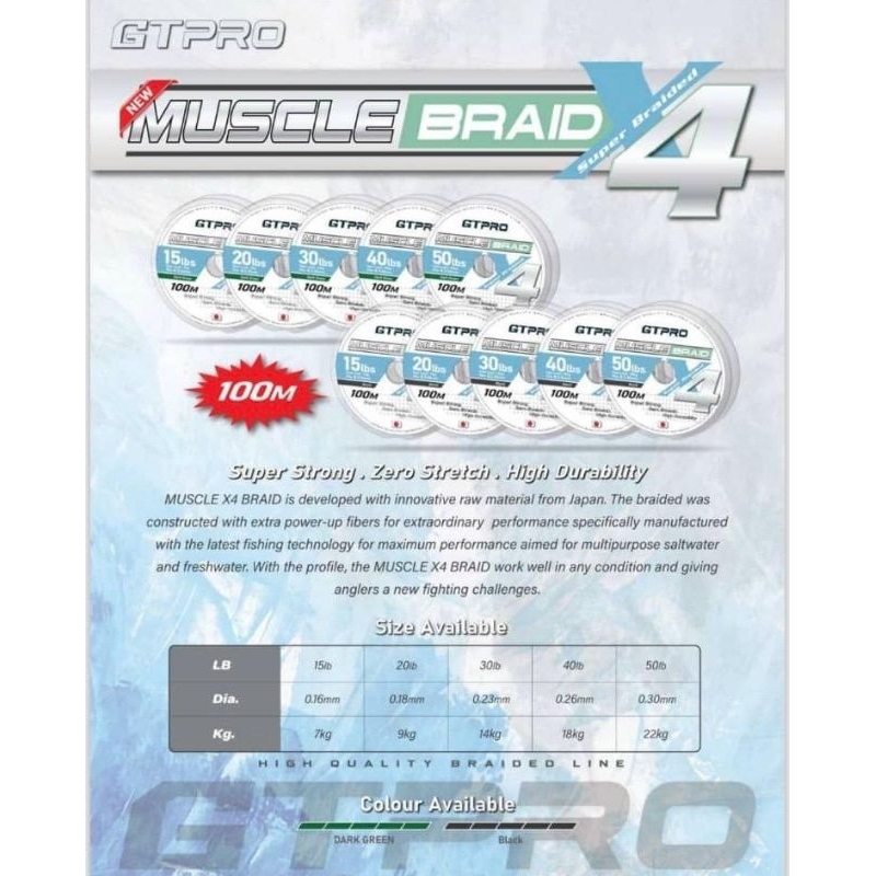 NINJA GTPRO MUSCLE X4 100M BRAIDED FISHING LINE | Shopee Philippines
