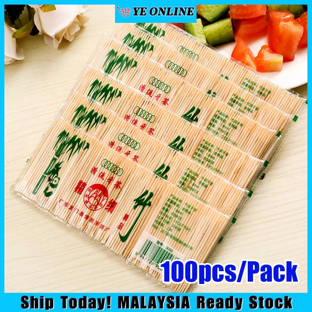 100pcs Bamboo Toothpick Disposable Natural Toothpicks Fruit Single ...