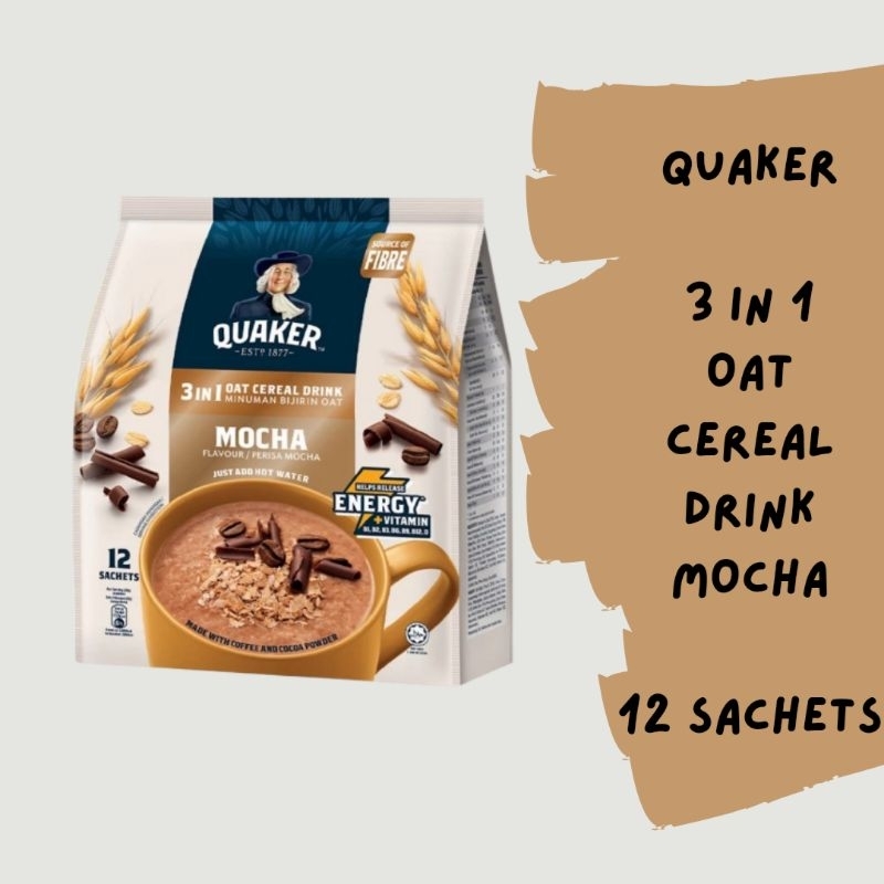 QUAKER 3 IN 1 OAT CEREAL DRINK MOCHA (12 SACHET) | Shopee Philippines