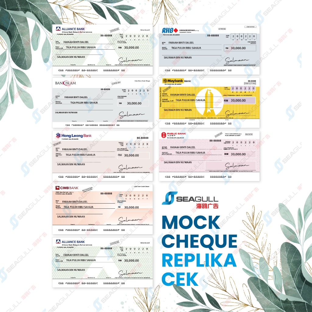 Mock Cheque Replika Cek Cek Hantaran Mockup Cheque Cek Hantaran / Fake ...