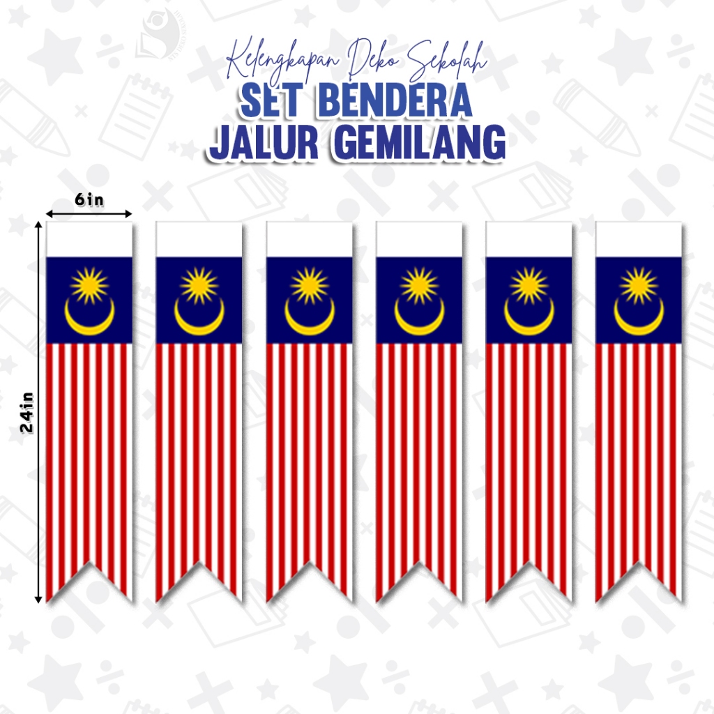 DESIGN (6 PCS) SET BUNTING BENDERA JALUR GEMILANG - 380GSM / PATRIOTIK ...