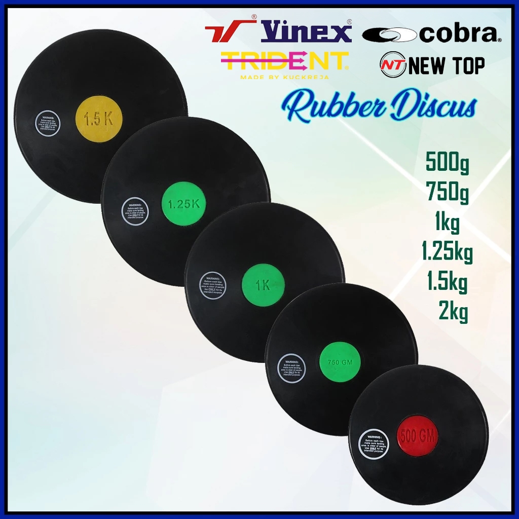 Vinex Cobra Trident Rubber Discus Lempar Cakera 0.5kg 0.6kg 0.75kg 1kg ...