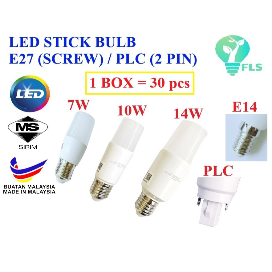 SIRIM LED STICK BULB 7W 10W 14W E27 / PLC High Quality Mentol Led ...