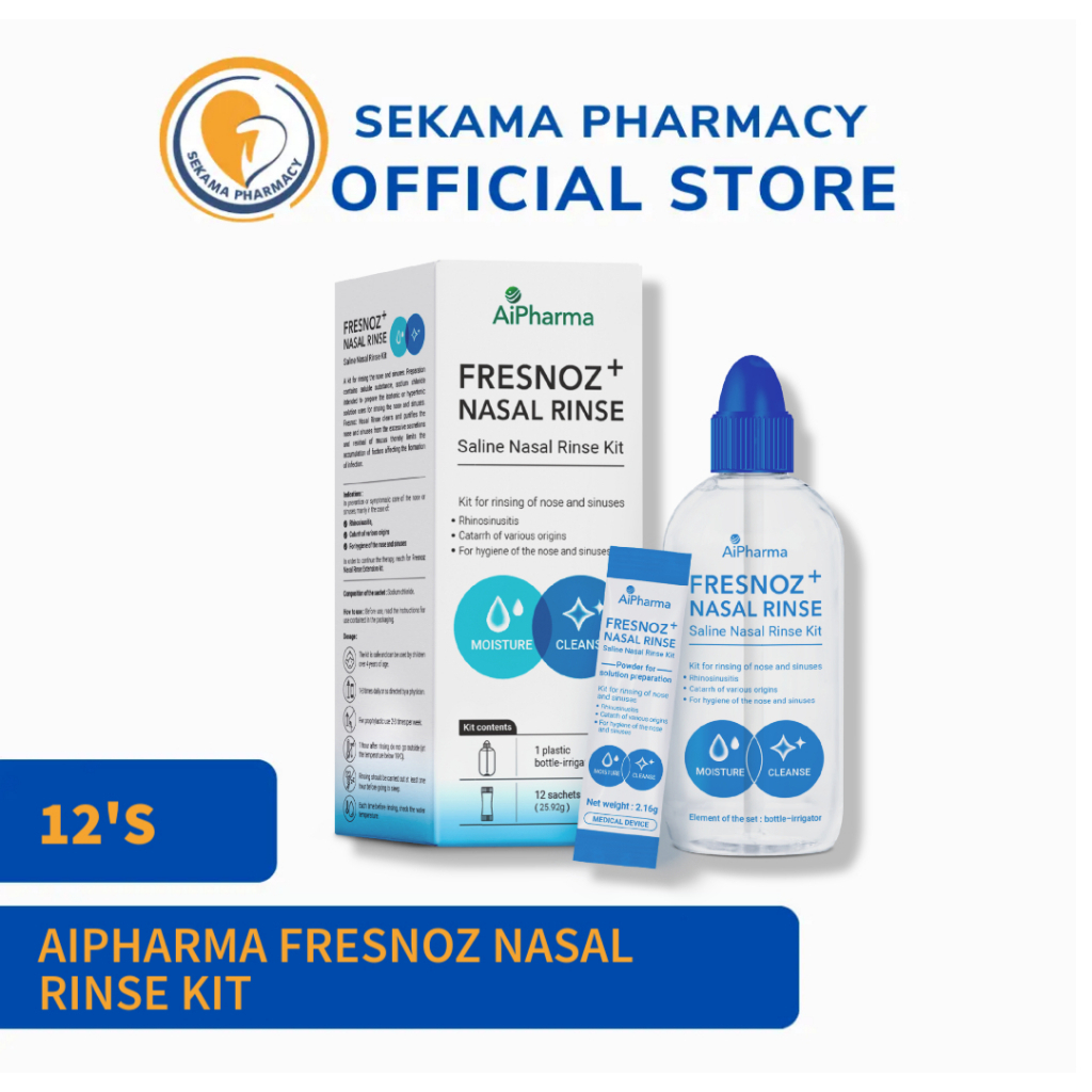 FRESNOZ + NASAL RINSE KIT (Starter Kit - 1bottle irrigator & 12's ...