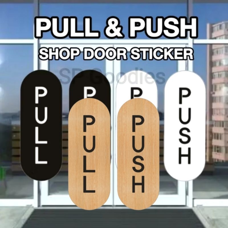 Minimalist Pull Push Sign Waterproof / Door Wall Signage Label Sticker ...