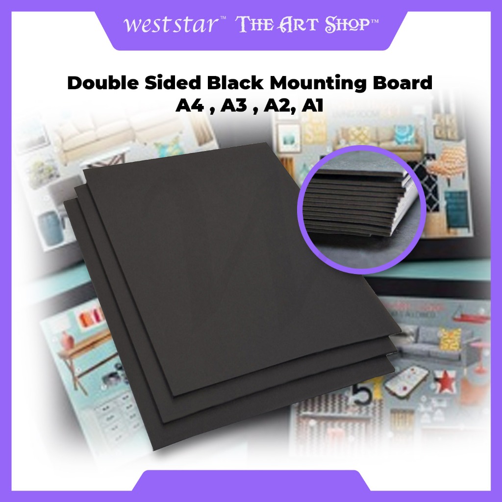 [WETAS] A4 , A3 , A2, A1 Double Sided Black Mounting Board / Black Card ...