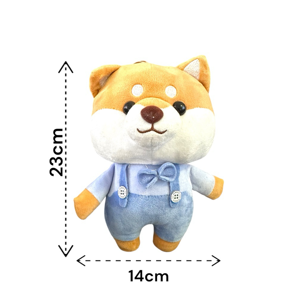 Cute Shiba Inu Dog Plush Toy – Soft Stuffed Animal in Blue Overalls for ...