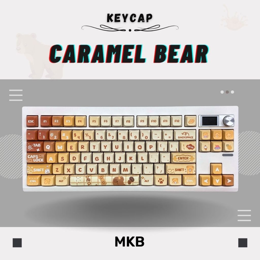MKB Caramel Bear PBT XDA Profile Keycap Set for Mechanical Keyboard ...