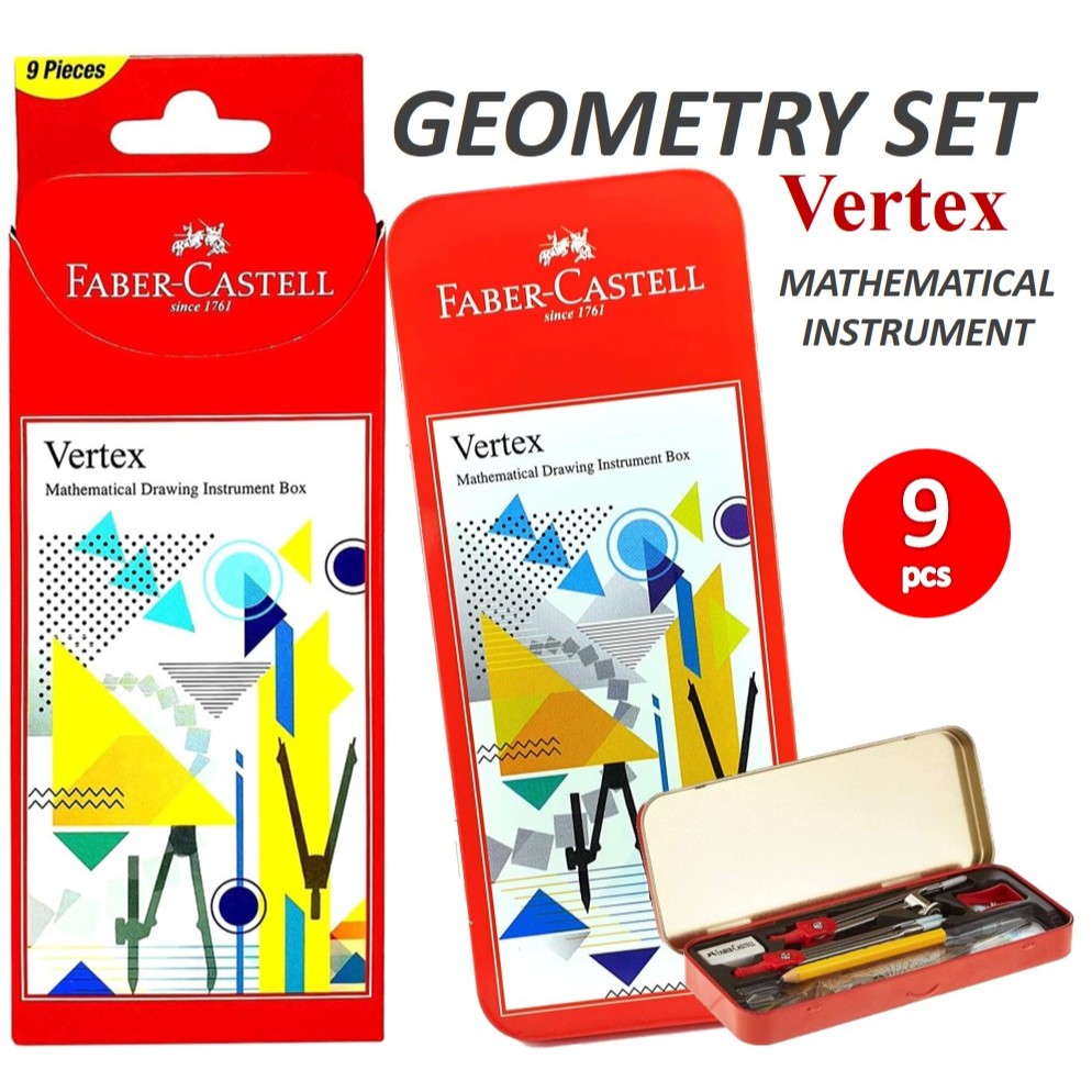 Faber Castell Vertex Mathematical Instrument Box 9 pcs Geometry Set ...