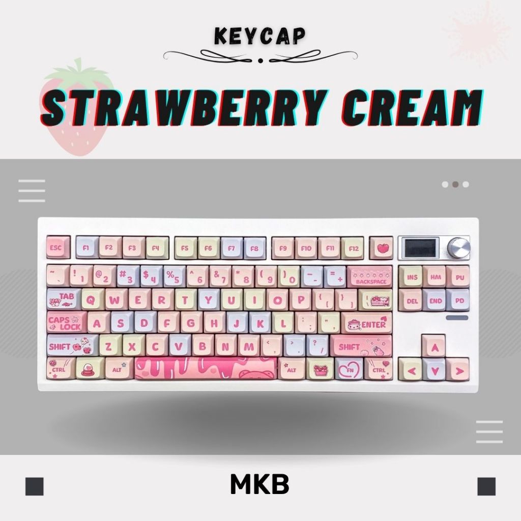 MKB Strawberry Cream PBT XDA Profile Keycap Set for Mechanical Keyboard ...