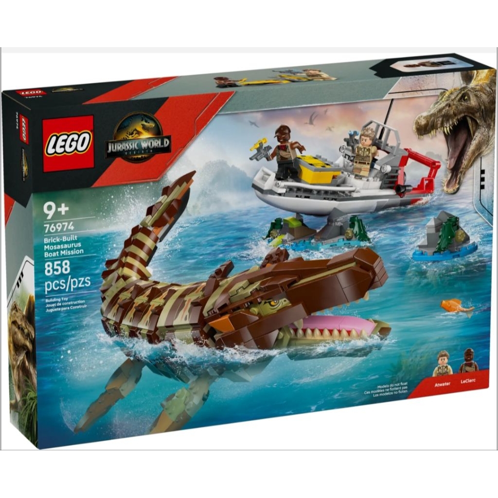 Lego 76974 Jurassic World Rebirth Brick-Built Mosasaurus Boat Mission ...