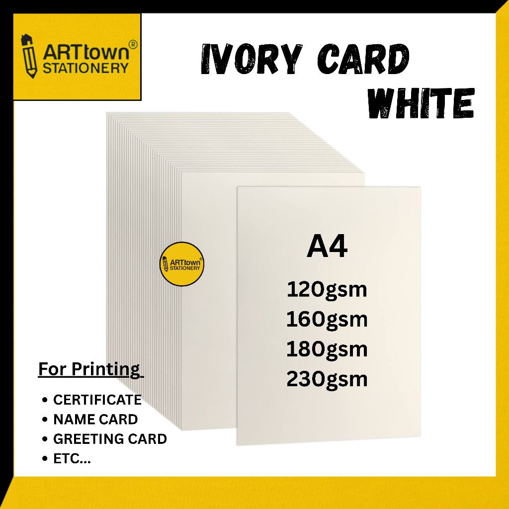 A4 Ivory White Thick Paper 120gsm 160gsm 180gsm 230gsm Kertas Tebal ...