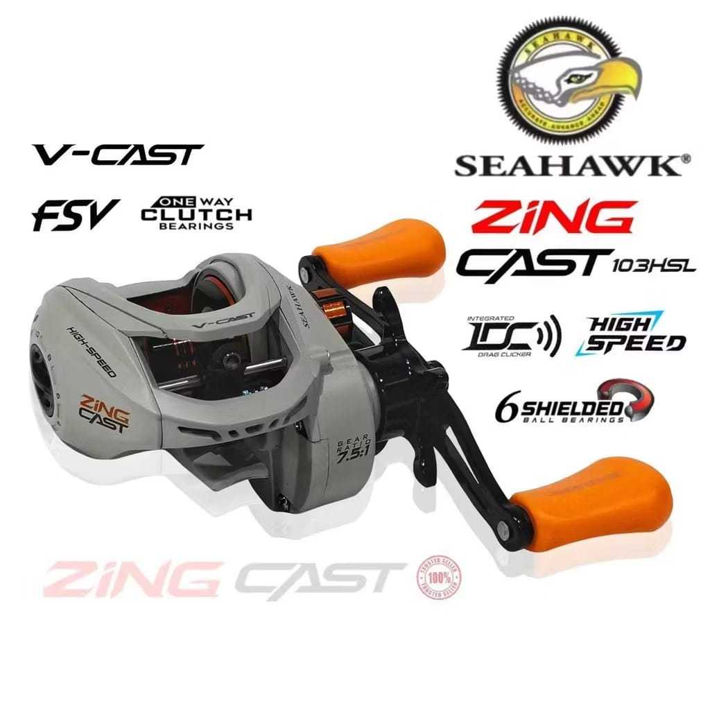 SEAHAWK ZING CAST BAITCASTING REEL Balingan Tepat & Lancar V-Cast + FSV Spool Drag Bunyi Padu ...