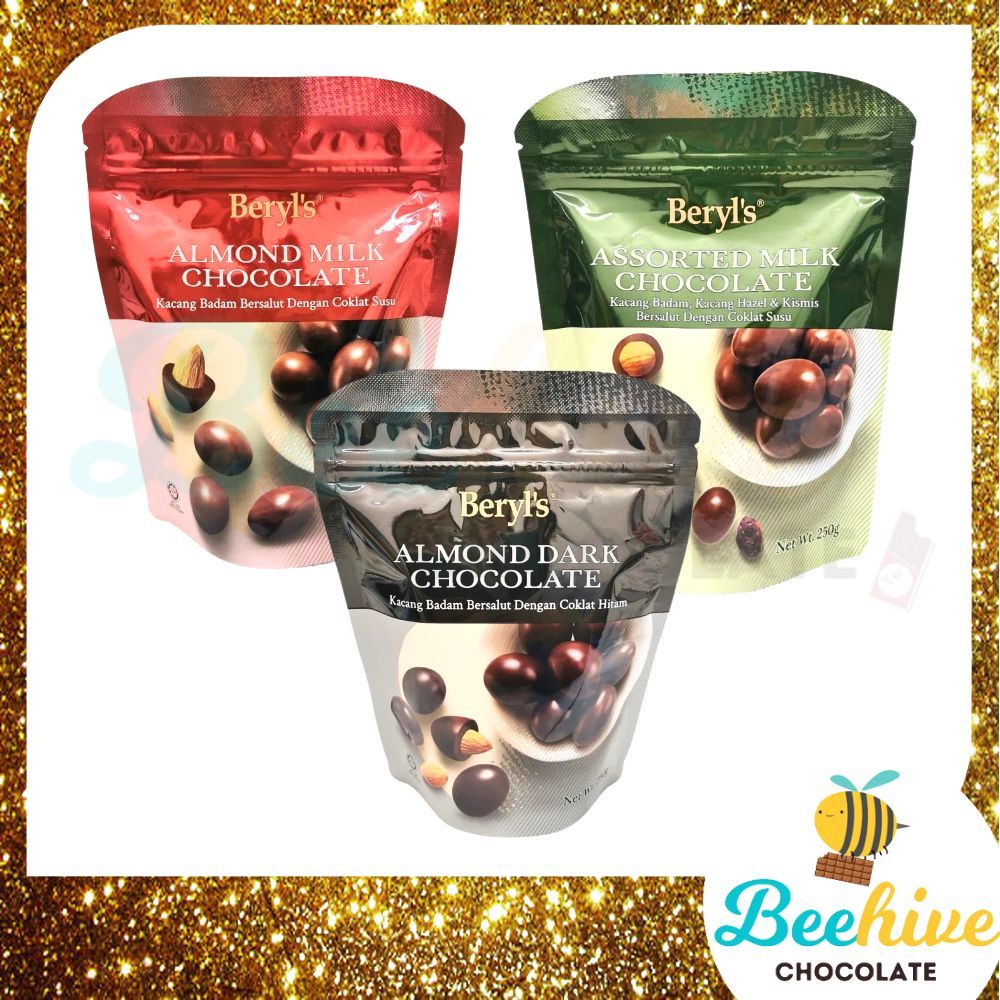 Beryls Assorted Zipbag Almond Coated Milk Dark Chocolate 250g | Shopee ...