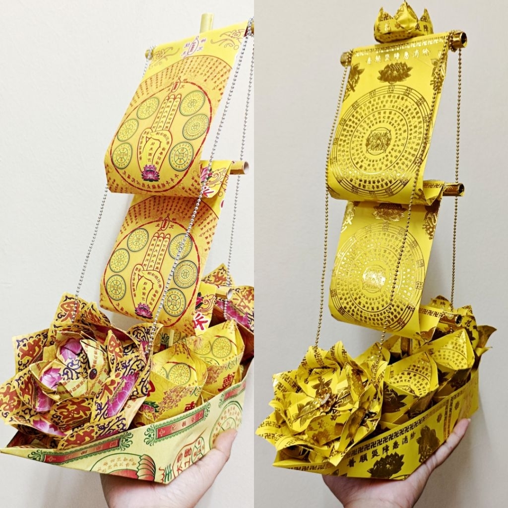 ((Same Price Purchase 5 Get 1 Free) Rebirth Merit Gold 33cm Dharma Ship ...