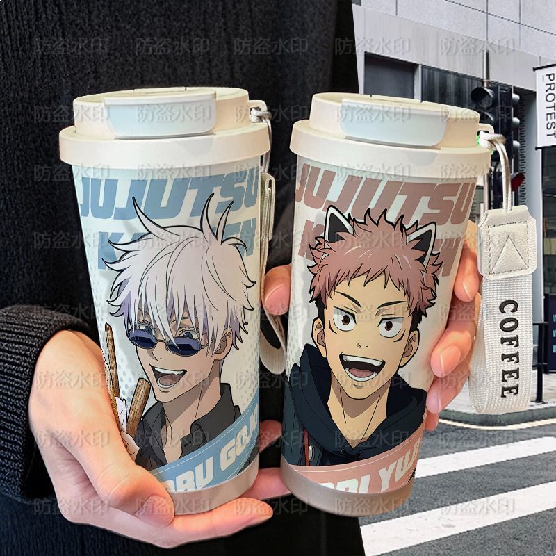 520ml Jujutsu Kaisen Gojo Yuji Anime Coffee Cup Tumbler Thermos Mug ...