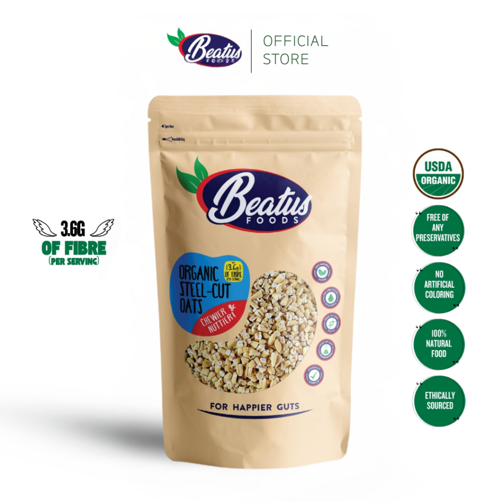BEATUS FOODS ORGANIC STEEL-CUT OATS 500G | Shopee Philippines