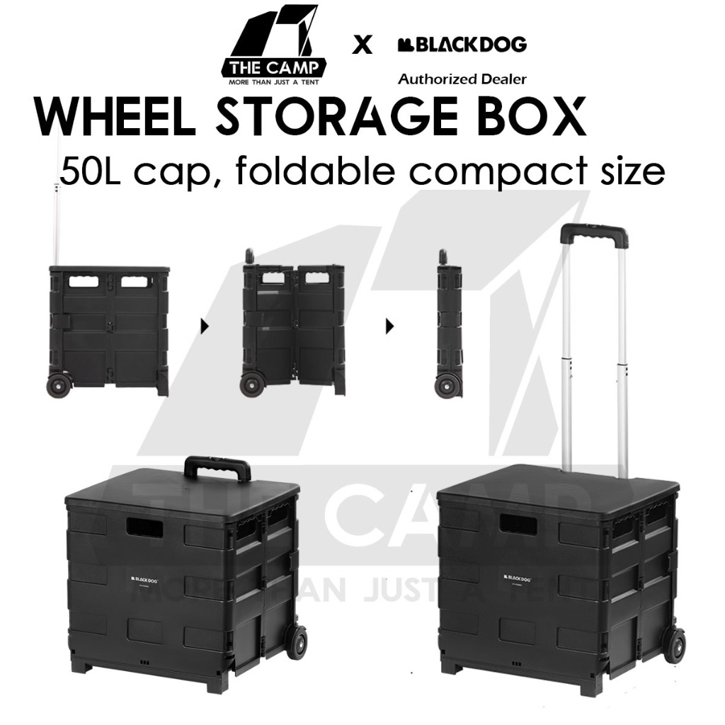 Blackdog 50L Wheel Storage Box with Telescopic Handle Foldable Shopping ...