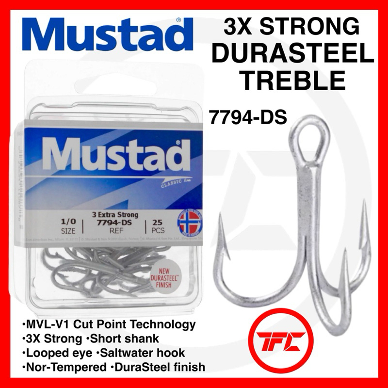 MUSTAD DuraSteel Treble Hook 3X 7794-DS 25pcs Per Box | Shopee Philippines