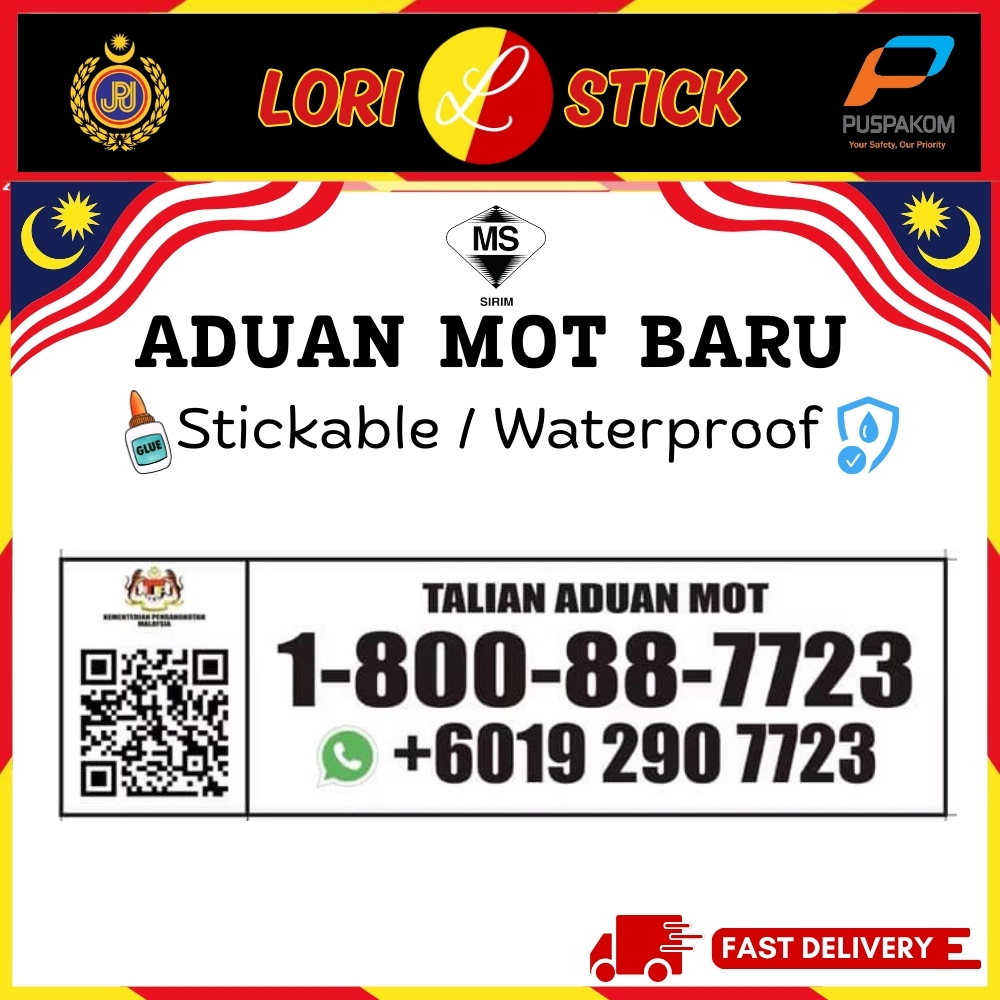 Loristick 1 Pcs Talian Aduan Mot Sticker Lorry Spad Hotline Complain ...