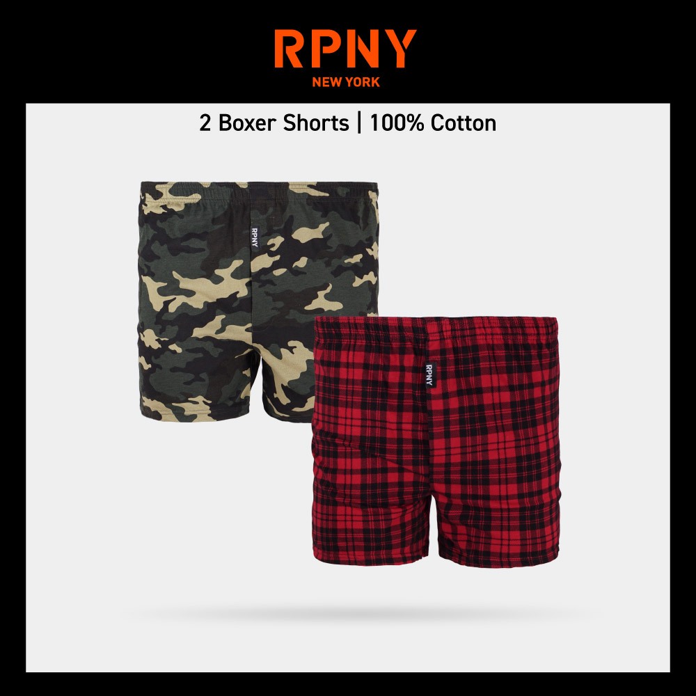 (2 Piece) 100% Cotton RPNY Men's Mini Boxers Shorts - RP2401-2X ...