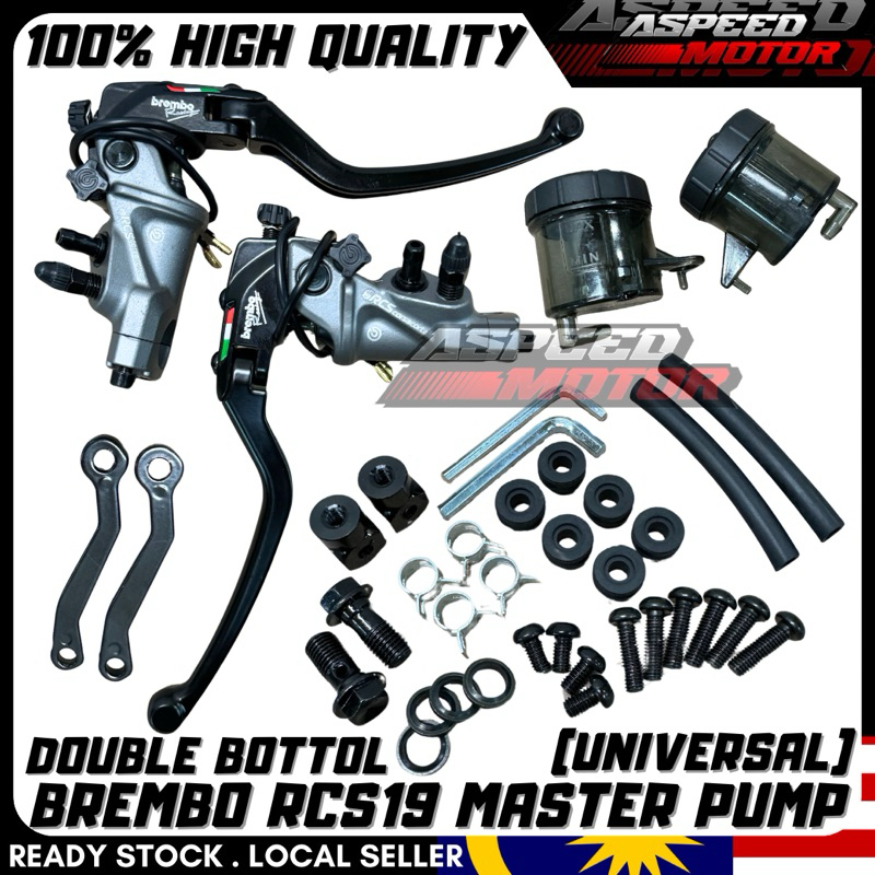 BREMBO RCS19 CORSA CORTA DOUBLE MASTER PUMP SIAP BOTOL UNIVERSAL 19MM ...
