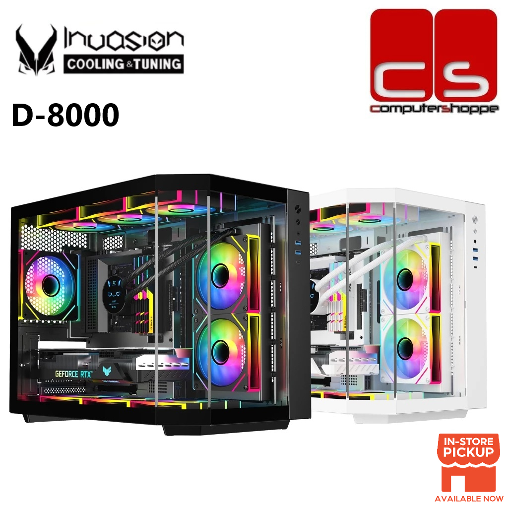 Invasion D-8000 Tempered Glass M-ATX Gaming Case - Black/White ...