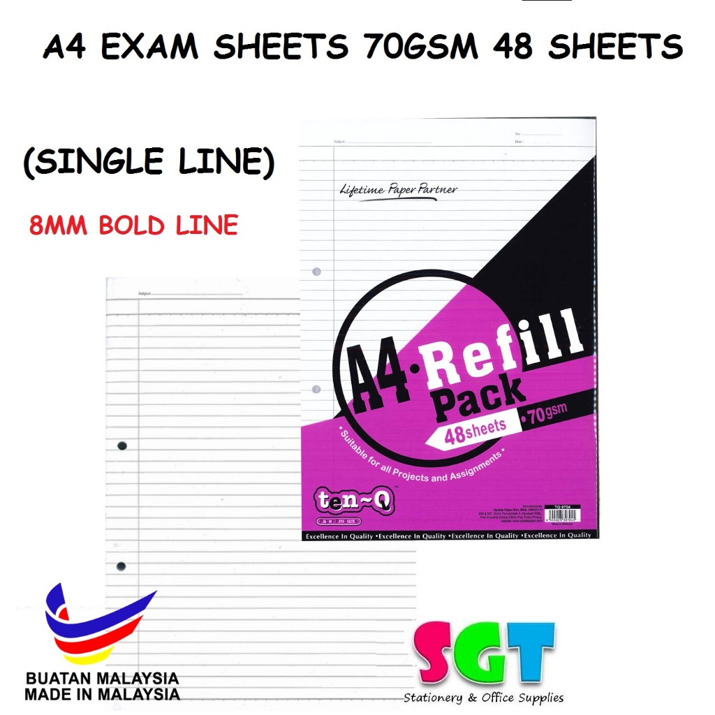 A4 Exam Sheets / Foolscap Paper 70gsm 48's (TQ0704) | Shopee Philippines
