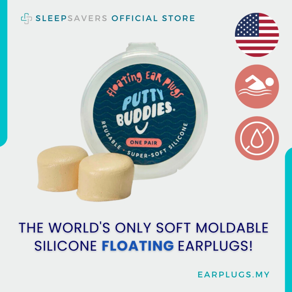 USA Putty Buddies Floating Earplugs, 1 Pair, Tan Moldable Silicone ...