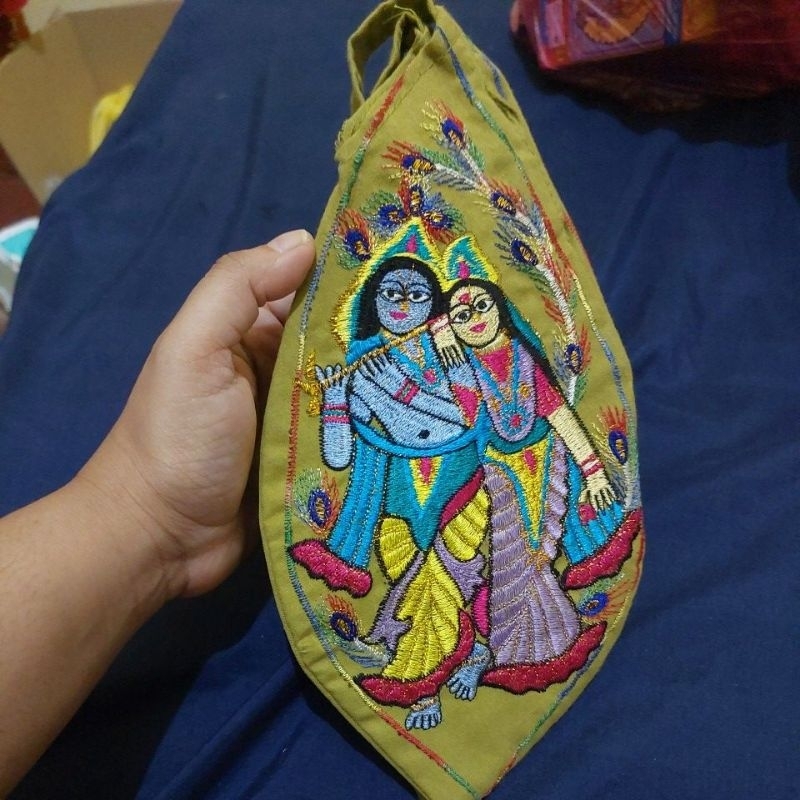 Radha Krishna Chanting Bag, Embroidery | Shopee Philippines