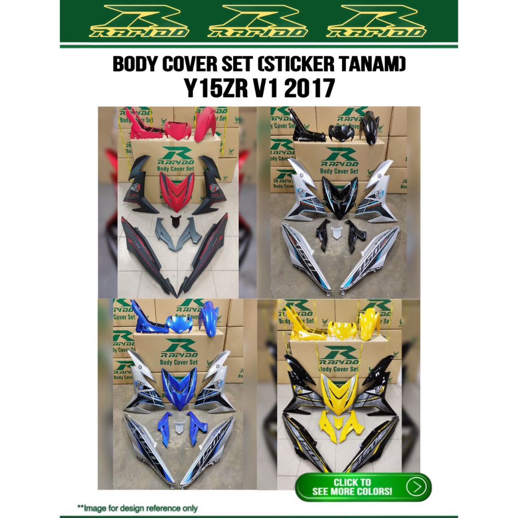 Y15ZR Y15 ZR V1 2017 RAPIDO COVER SET STICKER TANAM YAMAHA YSUKU BODY ...