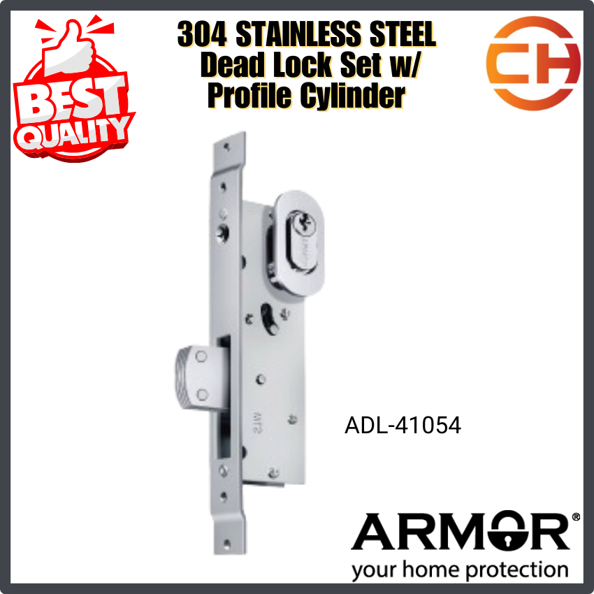 ARMOR Stainless Steel Deadlock Set with Profile Cylinder Mortise Lock ...