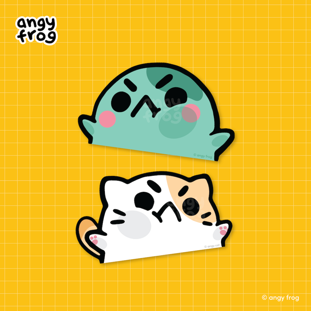 Angy Frog & Cat Sticky face stickers (1pc) | Shopee Philippines
