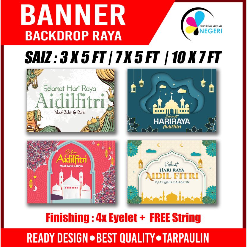 Banner Decoration / Backdrop - Hari Raya Aidilfitri / Hari Raya Haji ...