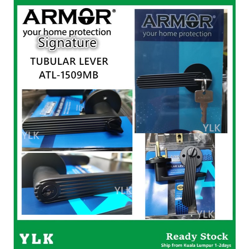 YLK ARMOR TUBULAR LEVER LOCK ATL-1509MB Door Lock Set / Lock Pintu ...