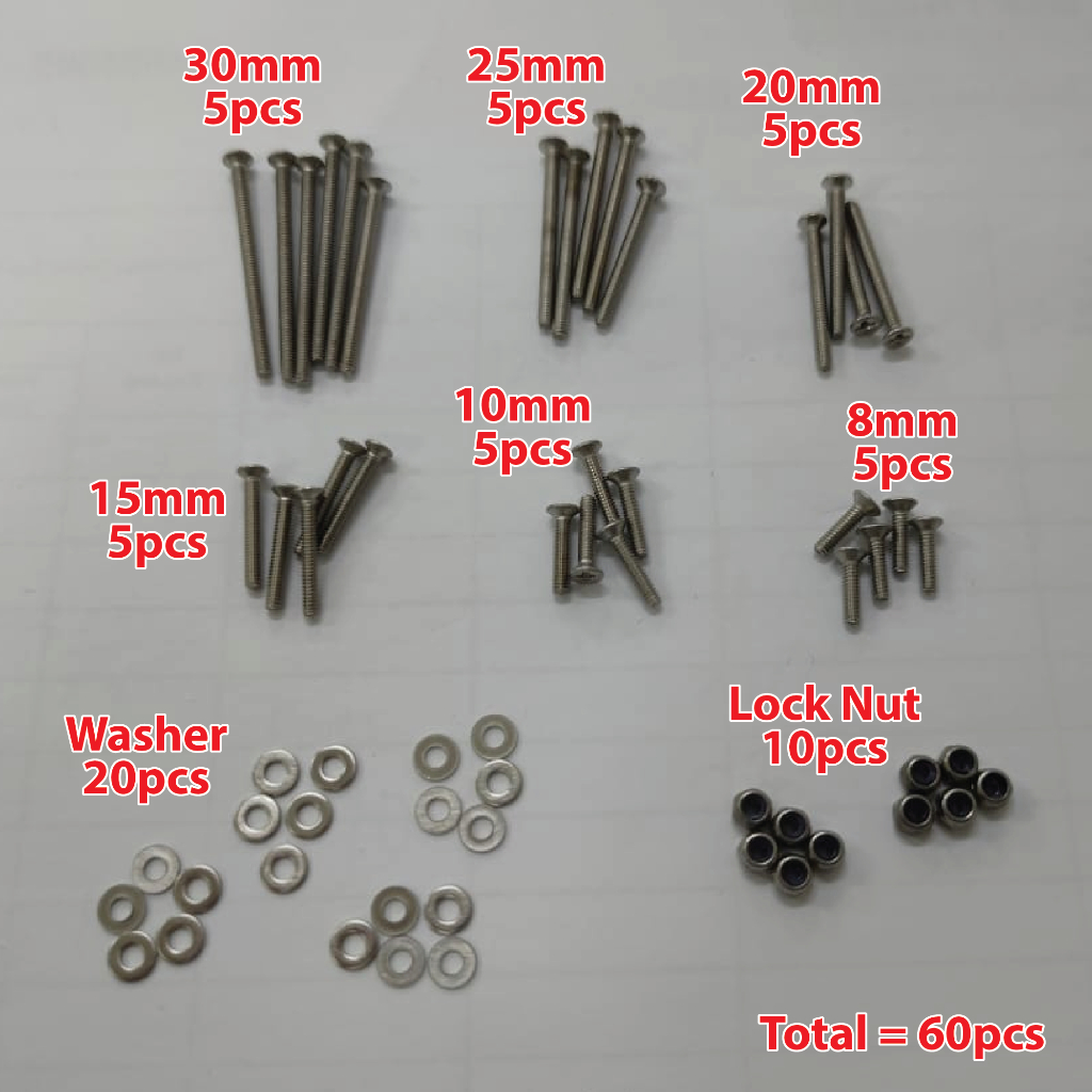 Tamiya Mini 4wd imi Flat Screw Set , A2 CSK HD PHILIP M/C SCREWS M2 ...