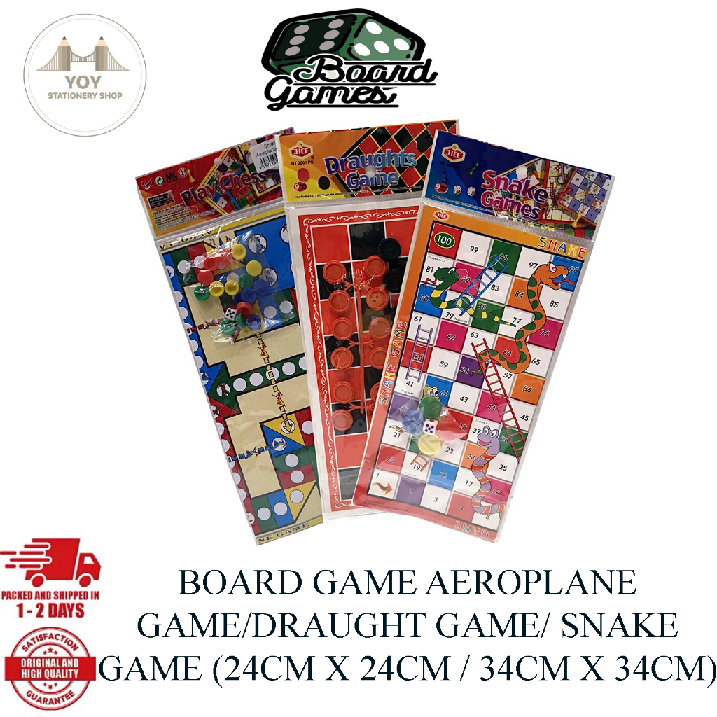 BOARD GAME AEROPLANE GAME/DRAUGHT GAME/ SNAKE GAME (24CM X 24CM / 34CM ...