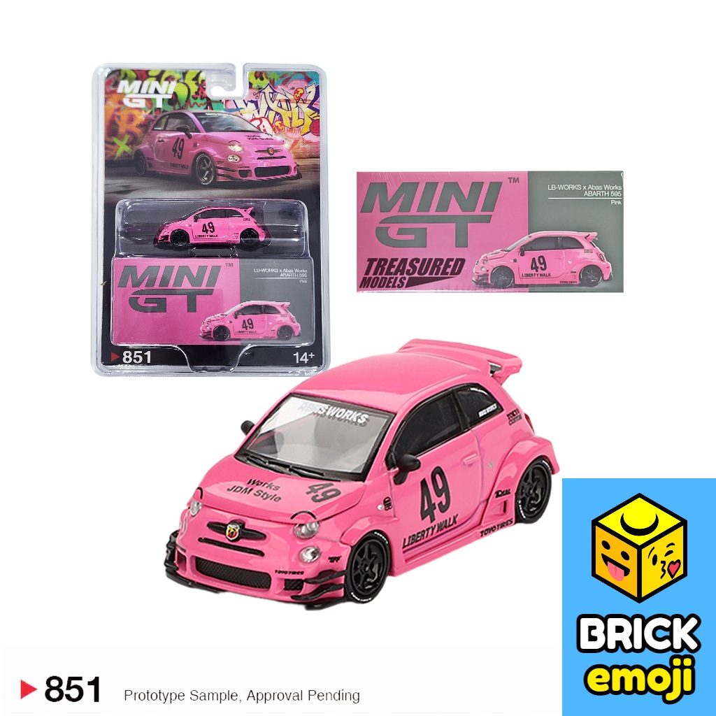 Mini GT 851 LB-Works x Abas Works Abarth 595 Pink RHD 1/64 (Box/Blister ...