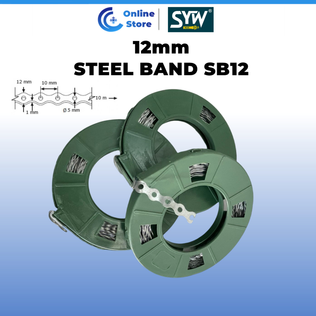 SYW Steel Band 12mm SB 12MM 1.0MM (T) 12MM (W) x 10M (L) | Shopee ...