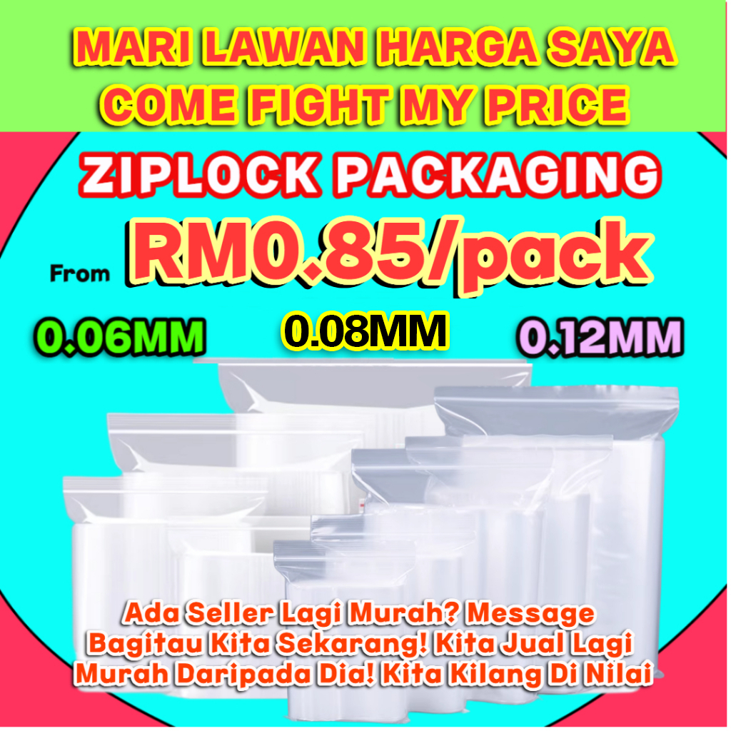 HARGA KILANG 0.08mm 100pcs Plastic Zipper Bag/Transparent Ziplock Bag ...