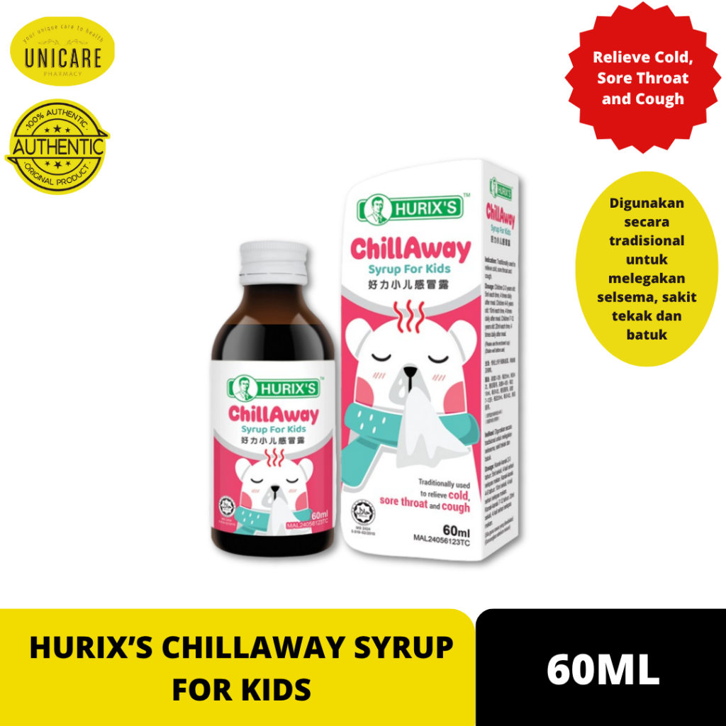 HURIX NGYS CHILLAWAY SYRUP FOR KIDS 60ML Relieves Colds, Sore Throats ...