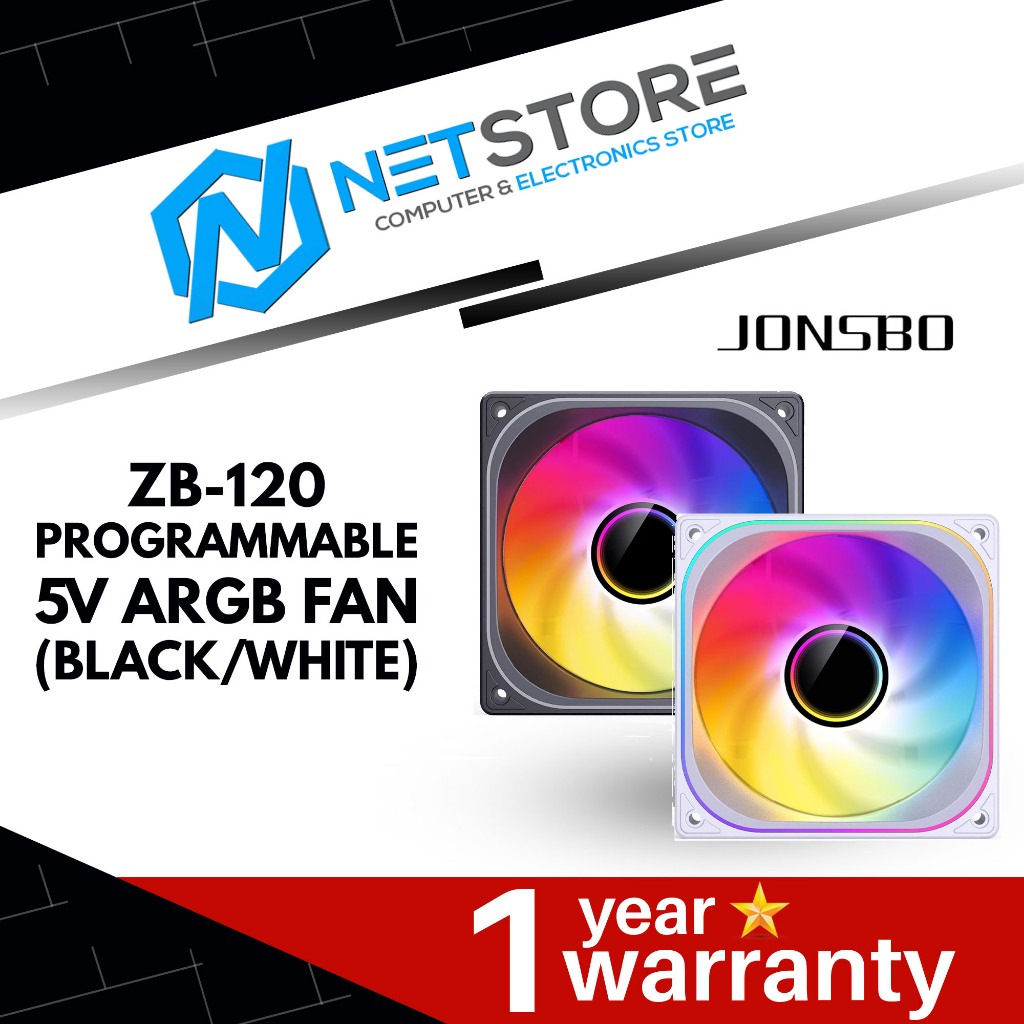 JONSBO ZB-120 PROGRAMMABLE 5V ARGB FAN (BLACK/WHITE) | Shopee Philippines